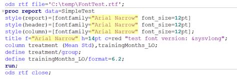 Solved Arial Narrow Font In Rtf Sas Support Communities