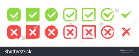 Green Check Mark And Red Cross Icon Set Circle Royalty Free Stock