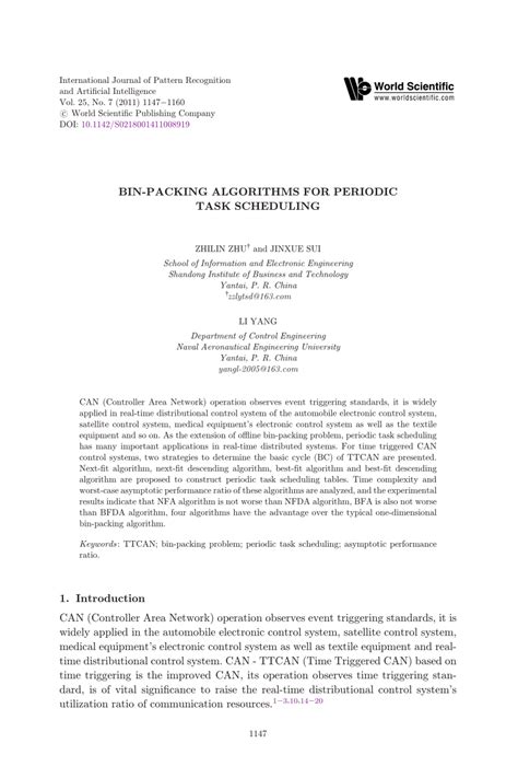 Bin Packing Algorithms For Periodic Task Scheduling Request Pdf