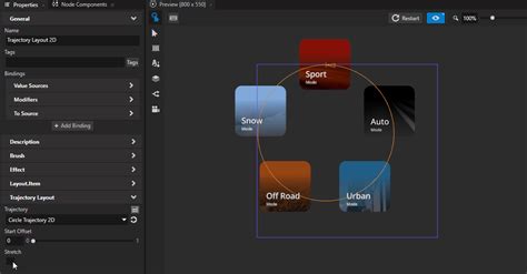 Using The Trajectory Layout Nodes Kanzi Framework 398 Documentation