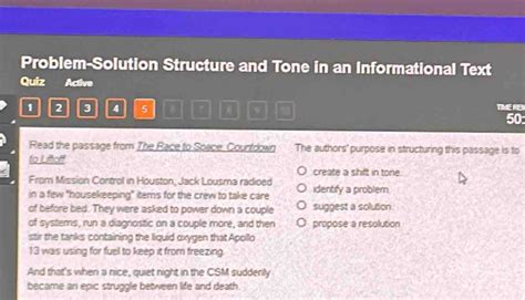 Solved Problem Solution Structure And Tone In An Informational Text