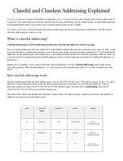 Understanding Classful and Classless Addressing in IP Networks | Course Hero