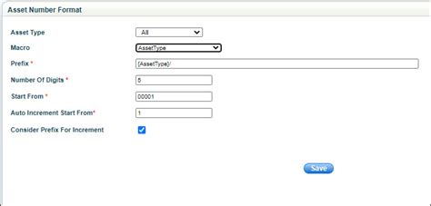 Asset Number Format