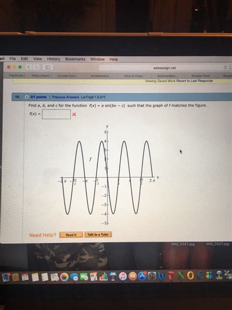 Solved Find A B And C For The Function F X A Sin Bx Chegg
