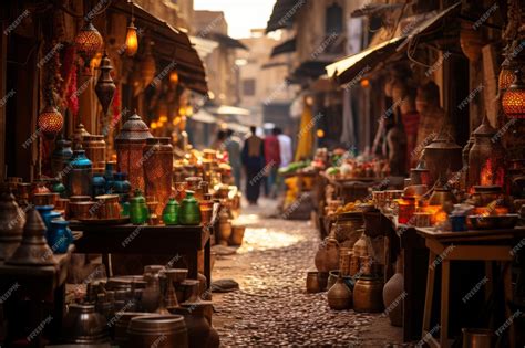 Premium Ai Image Traditional Arab Market Bustling Generative Ai
