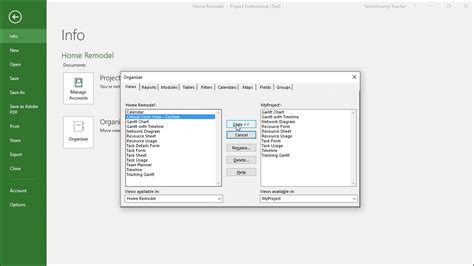 The Organizer In Microsoft Project Instructions Teachucomp Inc
