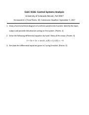 HW 1 Pdf ELEC 4136 Control Systems Analysis University Of Colorado Denver Fall 2017 Homework