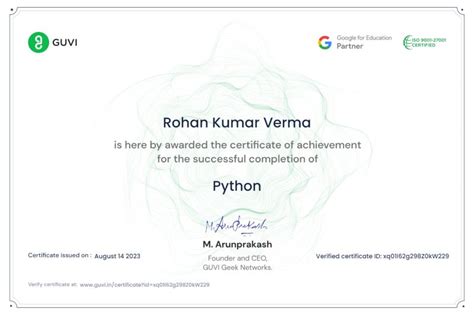 rohan kumar on linkedin python certification