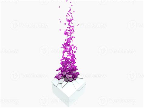 Abstrac White Cube Exploding Into Bright Pink Glass Pieces 31191388