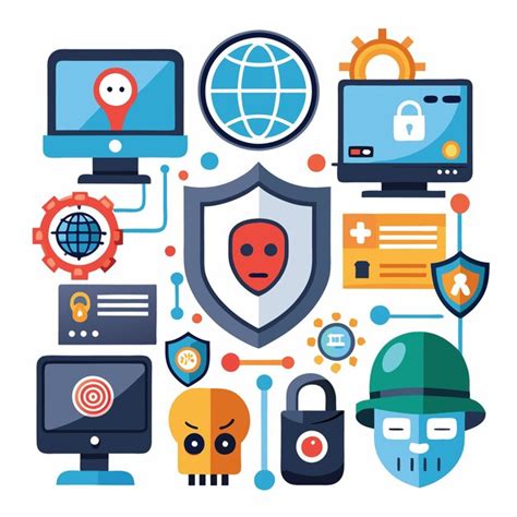 Cybersecurity Illustration With Computers Shield And Lock Premium Ai