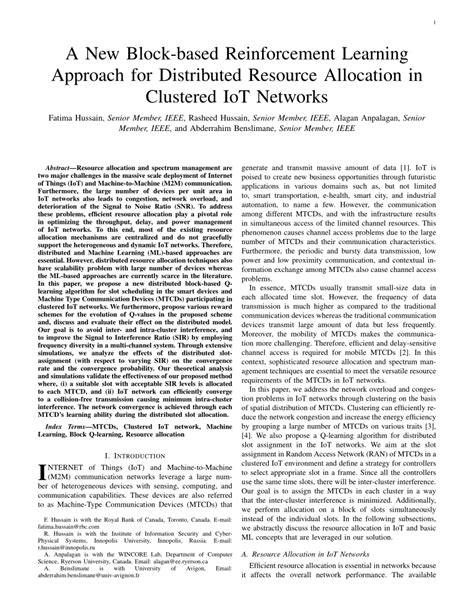 Pdf A New Block Based Reinforcement Learning Approach For Distributed