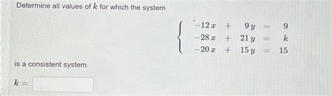 Solved Determine All Values Of K For Which The Chegg