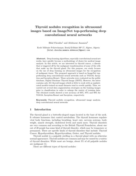 Pdf Thyroid Nodules Recognition In Ultrasound Images Based On Imagenet Top Performing Deep