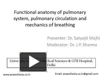 PPT Functional Anatomy Of Pulmonary System Pulmonary Circulation And Mechanics Of Breathing