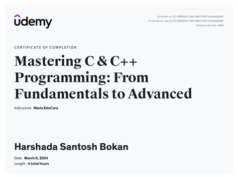 🚀i Completed Mastering C And C Programming From Udemy Harshada Bokan Posted On The Topic