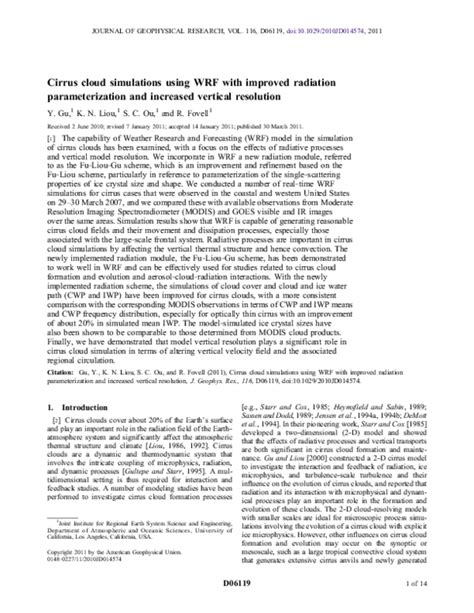 Pdf Cirrus Cloud Simulations Using Wrf With Improved Radiation Parameterization And Increased