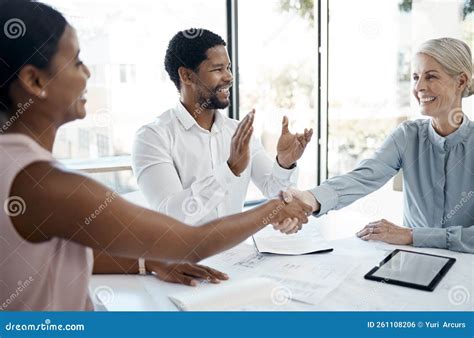 Handshake Diversity And Congratulations Business Meeting Success For B2b Sales Architecture