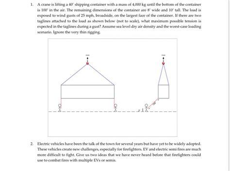 solved a crane is lifting a 40 ﻿shipping container with a
