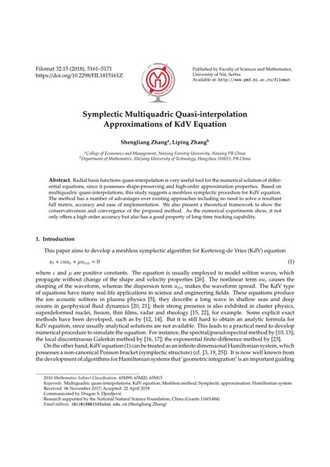 pdf symplectic multiquadric quasi interpolation approximations of kdv