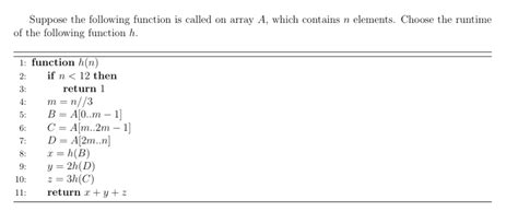 Solved Suppose The Following Function Is Called On Array A Chegg