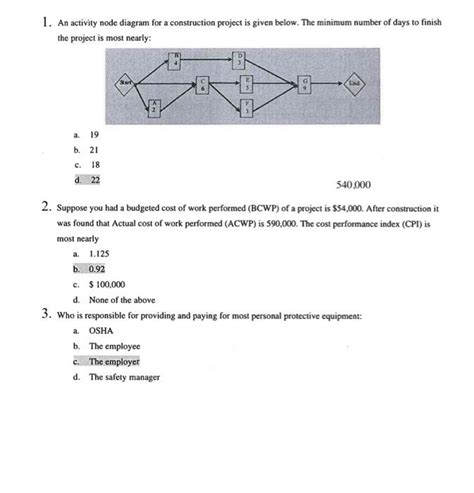 solved 1 an activity node diagram for a construction