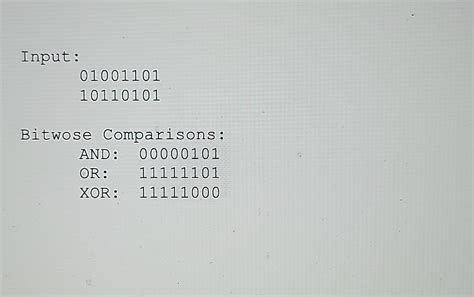 Solved Input 01001101 10110101 Bitwose Comparisons And