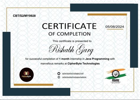 Rishabh Garg On Linkedin Javaprogramming Internship Achievement