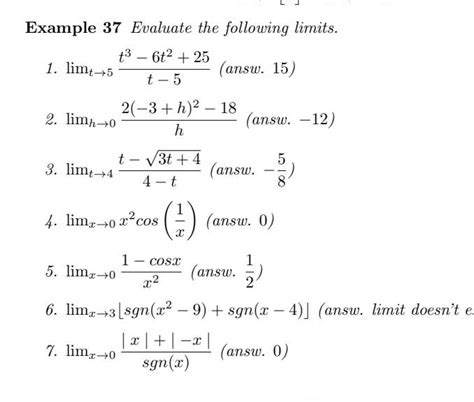 Solved Example Evaluate The Following Limits Chegg Com