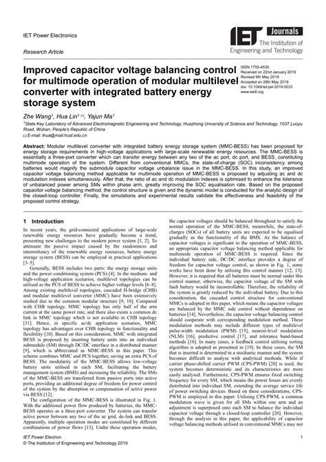 Pdf Improved Capacitor Voltage Balancing Control For Multimode
