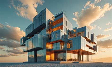 modern architectural structure with unique angular design and mix