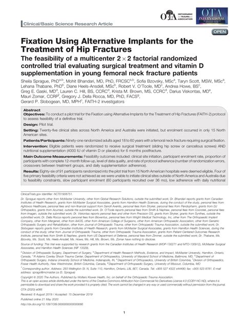 Pdf Fixation Using Alternative Implants For The Treatment Of Hip Fractures The Feasibility Of