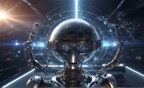 Futuristic Robot Artificial Intelligence Enlightening Ai Technology