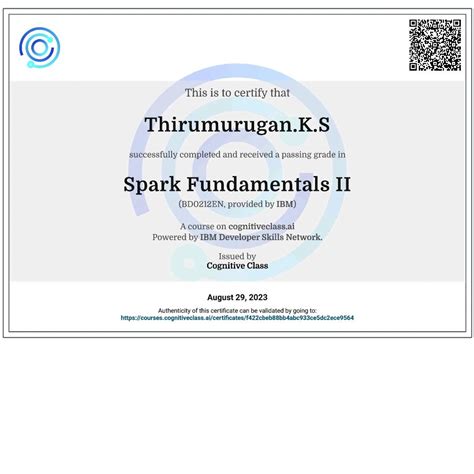 Apachespark Bigdata Dataengineering Ibm Cognitiveclass… Thirumurugan K S