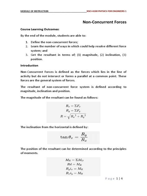 9 Non Concurrent Force Pdf Force Euclidean Vector
