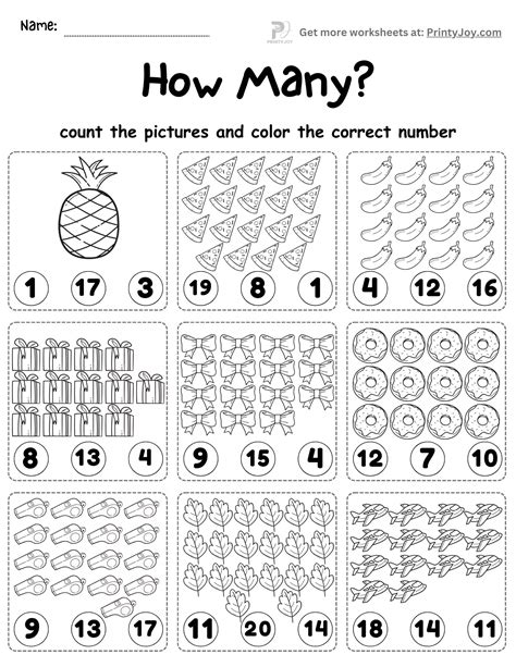 Counting Objects Worksheets 1 20 Free Preschool Counting Worksheets