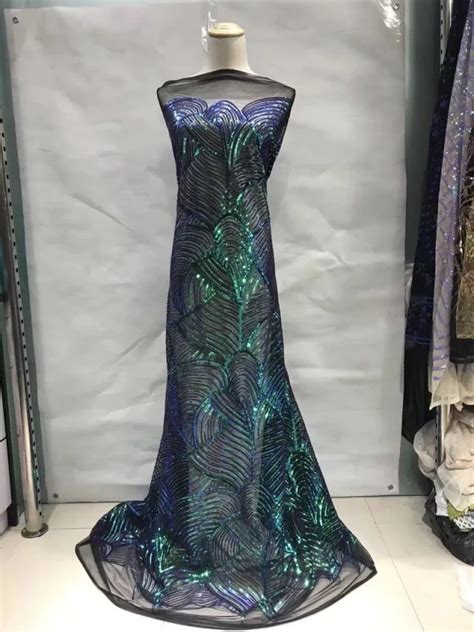 아프리카 레이스 패브릭 장식 조각 2018 최신 장식 조각 직물 높은 품질 명주 스팽글 레이스 이브닝 드레스 St1775african Lace Fabricsequin