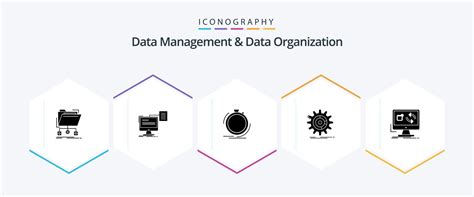 Data Management And Data Organization 25 Glyph icon pack including management. setting. cv ...