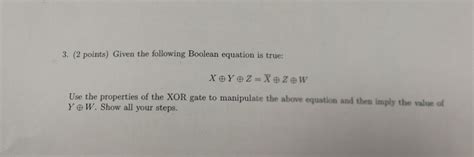 Solved Points Given The Following Boolean Equation Is Chegg Com