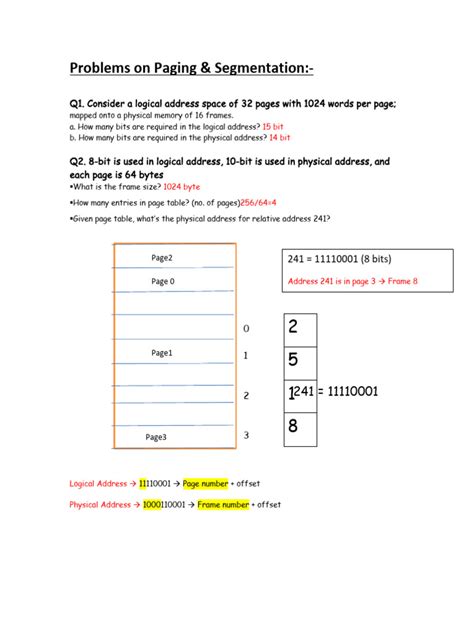 Problems Solutions On Paging Segmentation Pdf Computer Memory