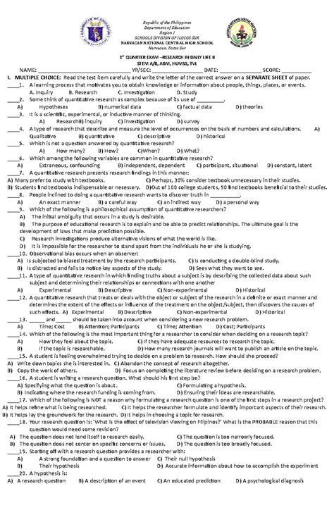 Midterm 17 September 2018 Questions And Answers Republic Of The Philippines Department Of