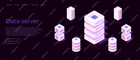 Premium Vector Data Server Isometric Landing Page Database Technology Hosting Server Room
