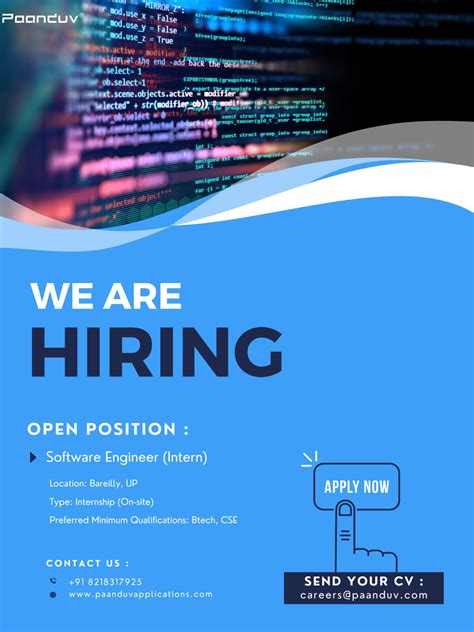 Hiringnow Softwareengineer Joinus Joinnow Internshipopportunity Paanduv Applications