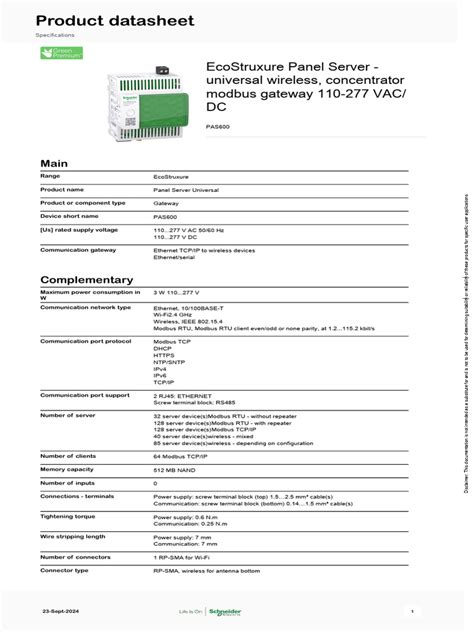 Schneider Electric Ecostruxure Panel Server Pas600 Pdf