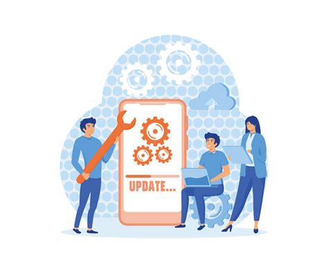 System Updates With People Updating Operation In Computing And
