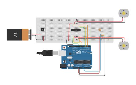 Circuit Design Projet 8 Contrôle De 2 Moteurs Avec Une Photorésistance Tinkercad