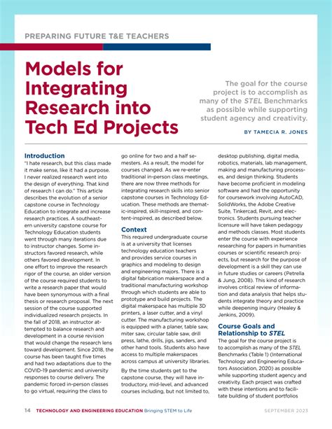 Pdf Models For Integrating Research Into Tech Ed Projects