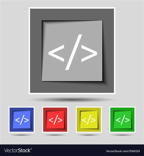 Code Sign Icon Programming Language Symbol Set Vector Image