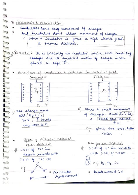 solution dielectrics and polarisation notes with diagrams and