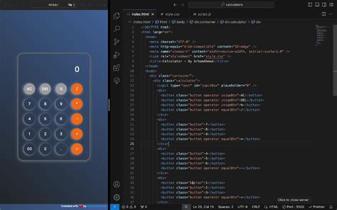 created a calculator using html css and javascript arham ahmad