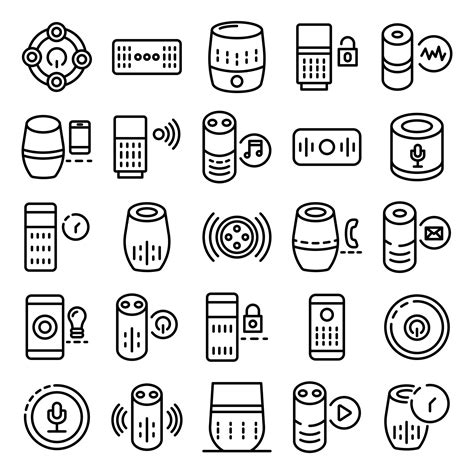 Smart Speaker Icons Set Outline Style 8988392 Vector Art At Vecteezy